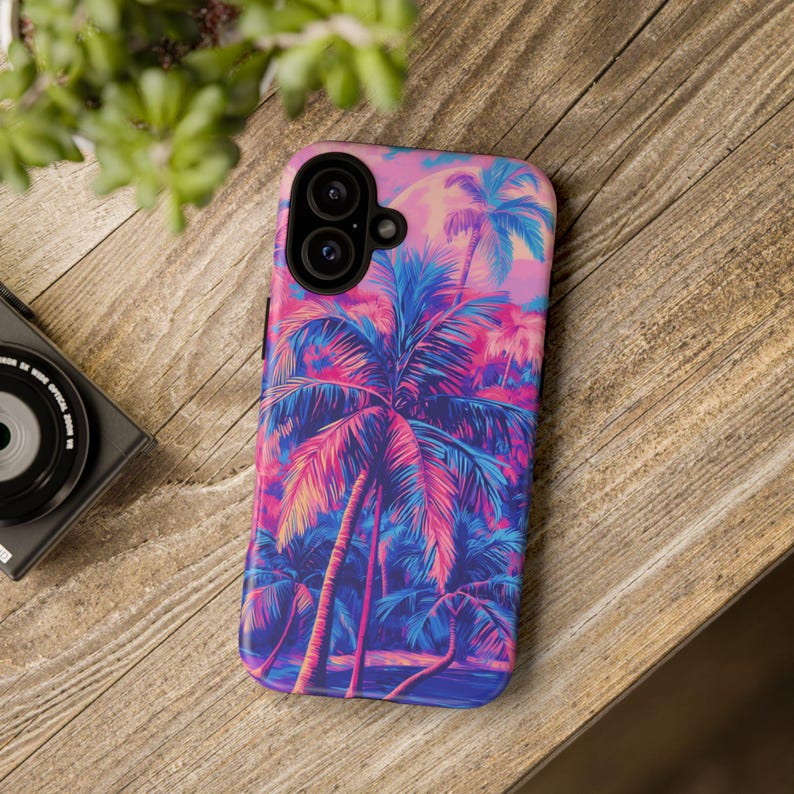 Miami Vice Palm Tree Phone Case: Retro Beach Cover - Etsy