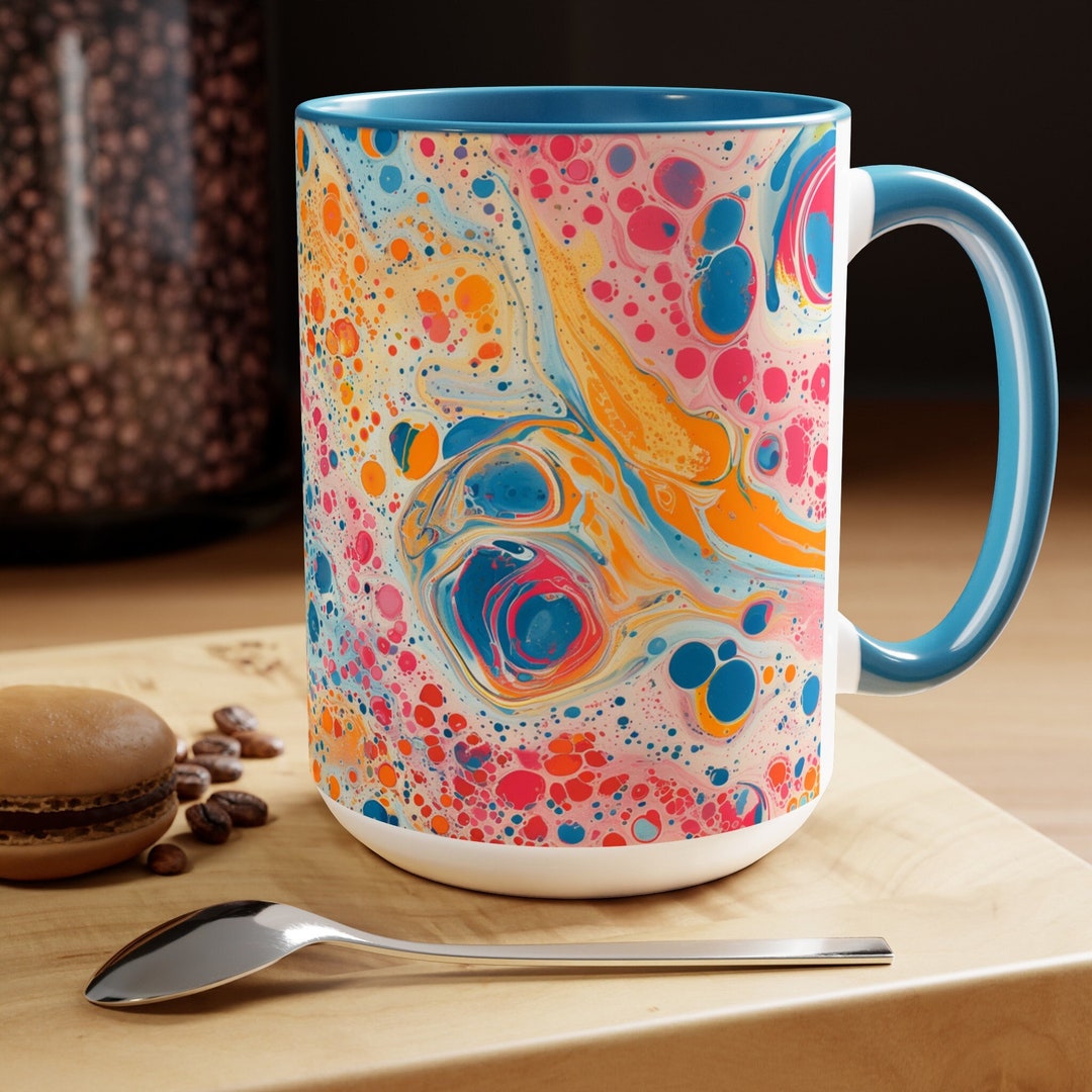 Psychedelic Coffee Mug: Colorful Ceramic Tea Cup, 15oz Drinkware - Etsy
