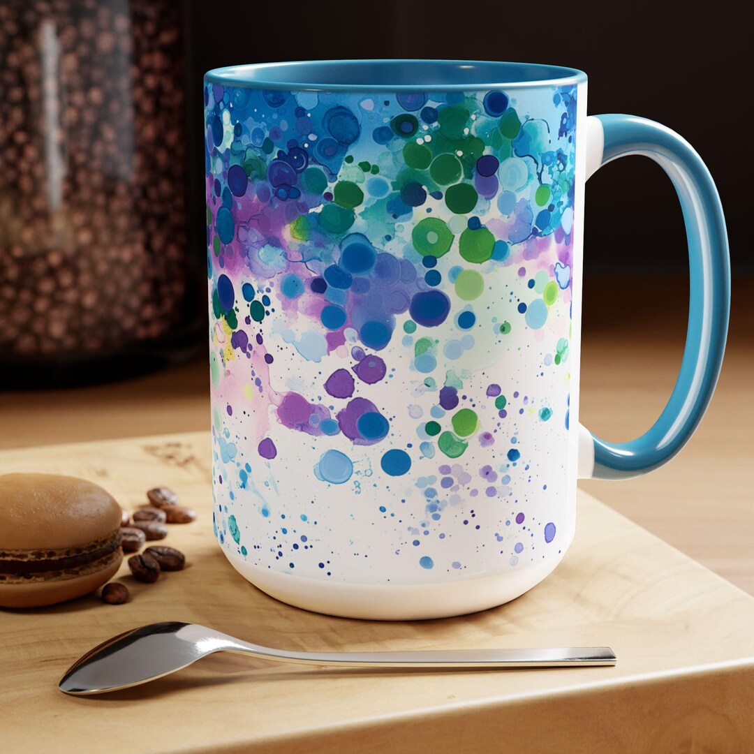 Mugs - Psychedelic Two-tone Coffee Mugs, 15oz Colorful Drinkware for ...