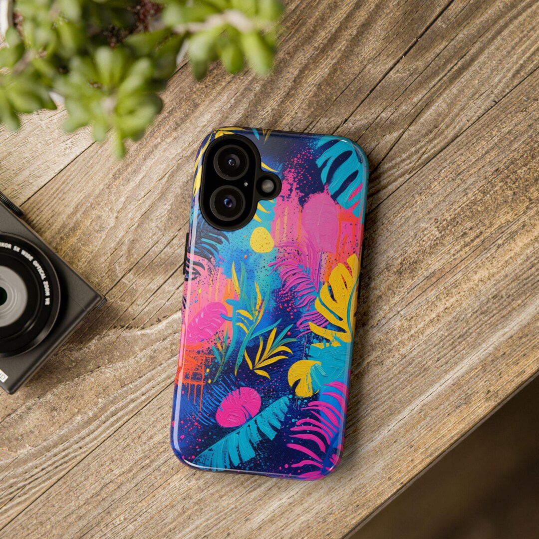 Miami Vice Phone Case: Tropical Leaf Pattern, Protective Cover - Etsy