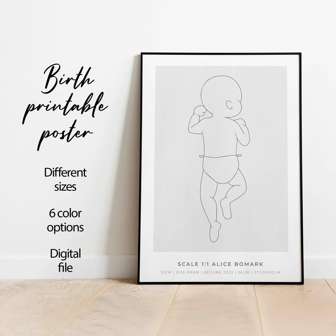 BABY BIRTH POSTER, Digital Personalised Newborn Print, Baby Poster ...