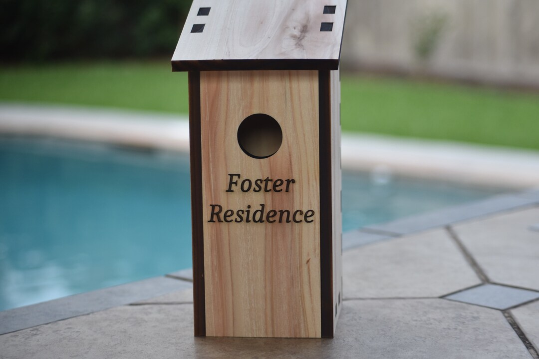 Personalized Cedar Bird House - 1.25" Opening - Chickadees, Wrens, and ...