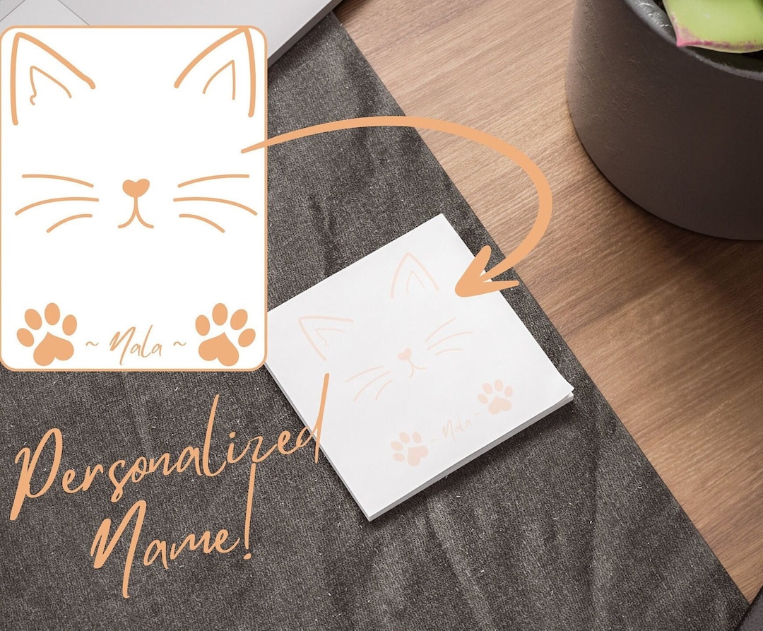 Personalized Cat Sticky Notes, Custom Cat Sticky Notes, Photo Sticky ...