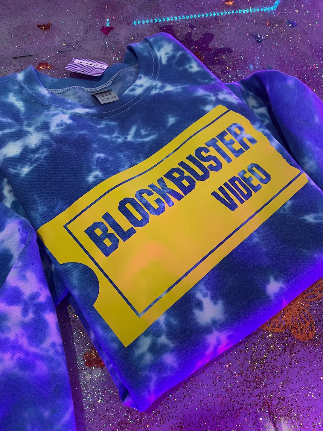 Blockbuster Video Tie Dye | 90 Movie Cartoon | Tie Dye Crewneck ...