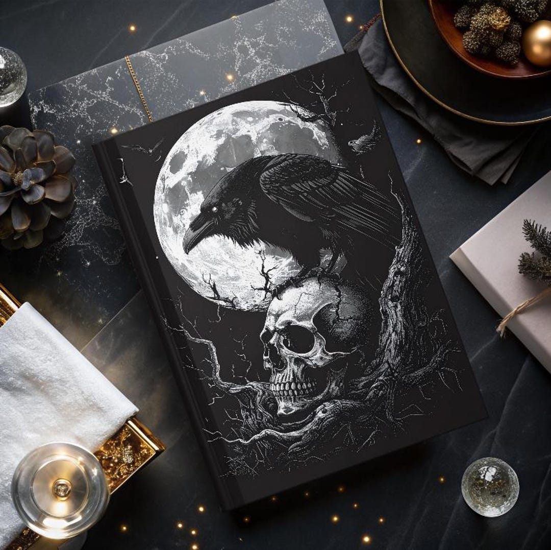 Raven Skull Journal, Gothic Witchcraft Notebook, Spooky Diary - Etsy