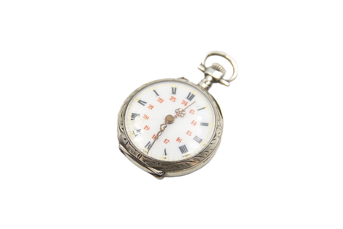 Pocket Watch Solid Silver Badische Uhrenfabrik AG 24 Hours Wide Dial ...