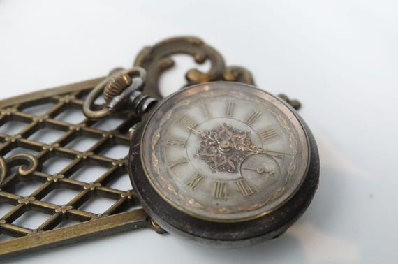 POCKET WATCH Gun Metal Victorian ultra rare hand engr… - Gem