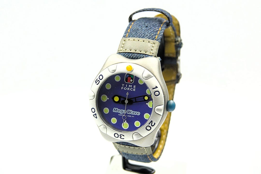 Beautiful Rare TIME FORCE MEGA Wave Mens Y2K Organic Looking Sport ...