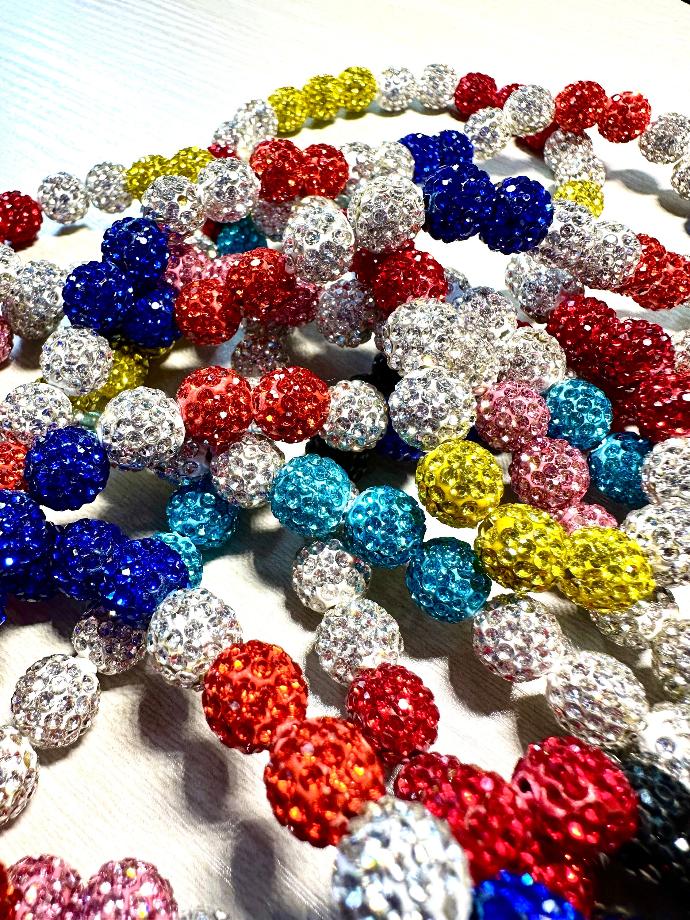 CUSTOM Sparkly Bead Necklace | Softball Bling | MLB | Rhinestone ...