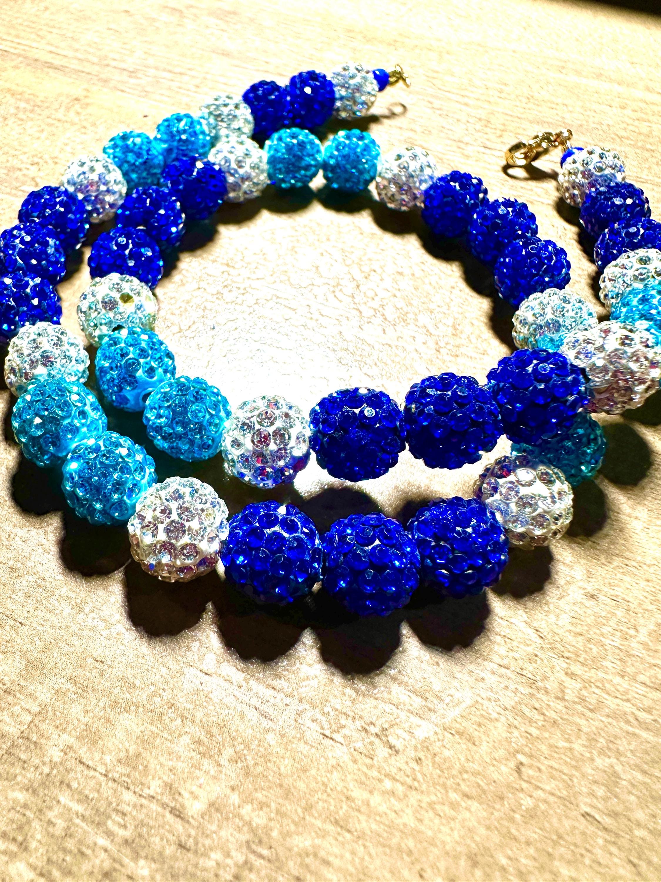 CUSTOM Sparkly Bead Necklace | Softball Bling | MLB | Rhinestone ...