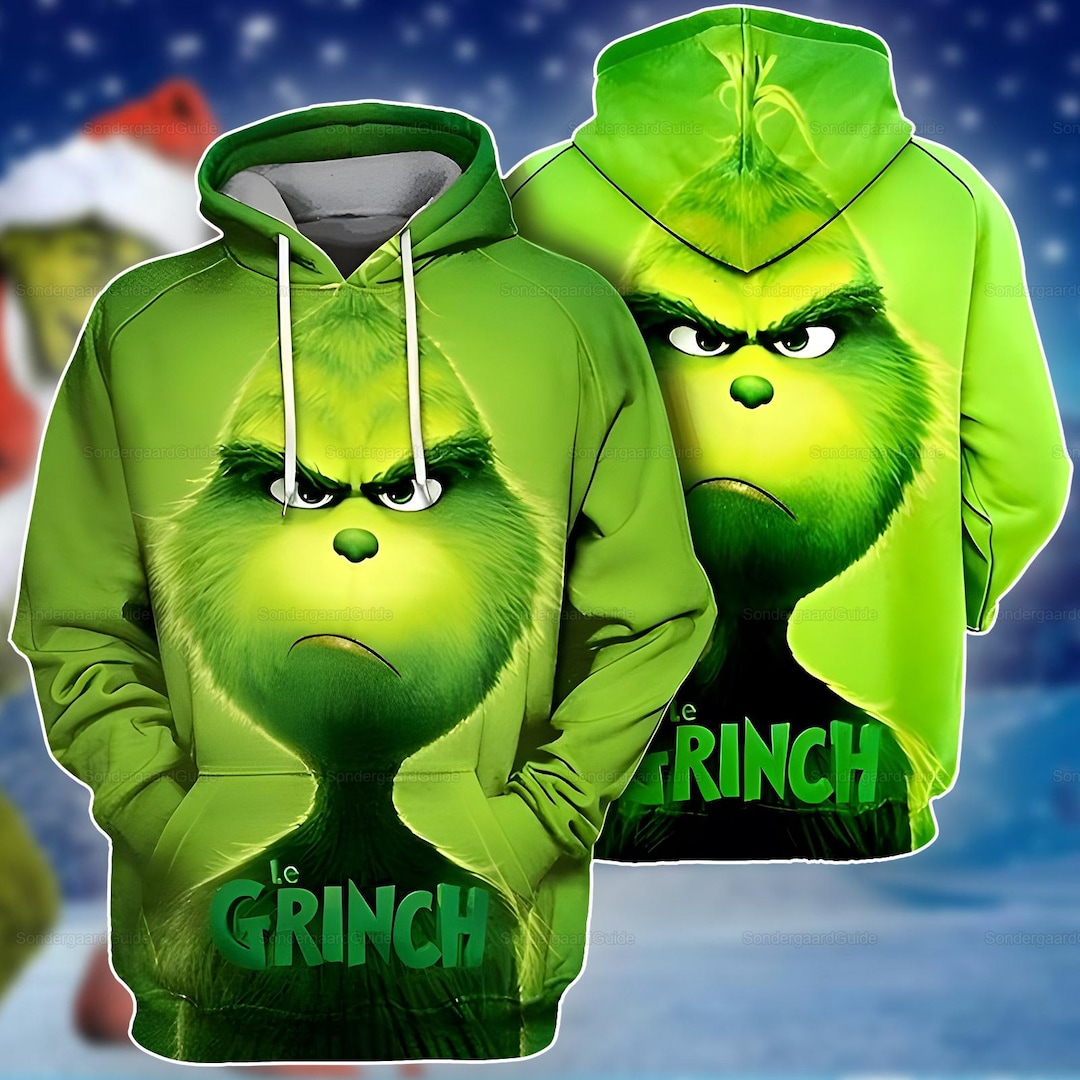 The Grinch Hoodie, Grinch 3D Zip Hoodie, Grinch Movie Christmas Hoodie ...