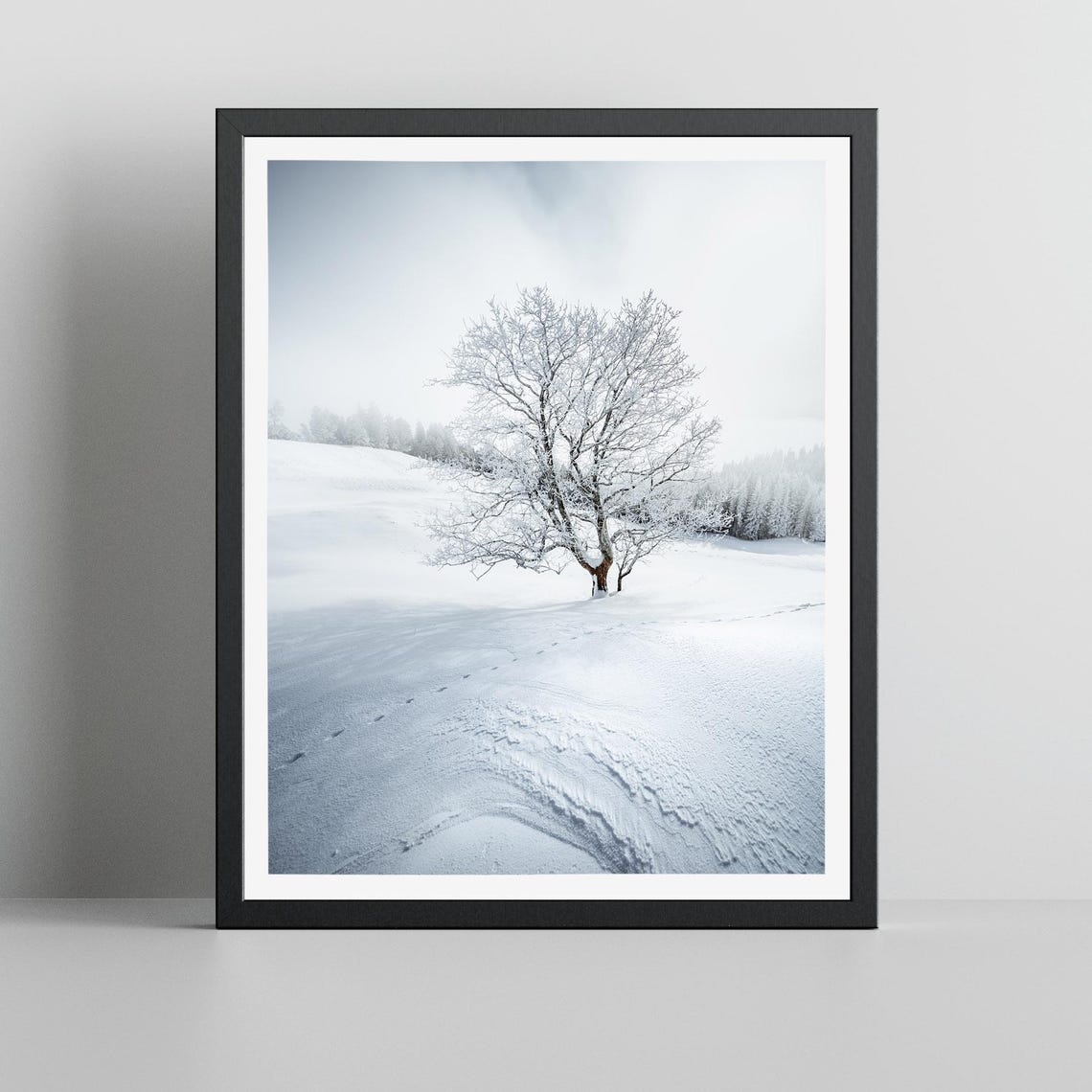 Lonely Tree Frozen in the Snow Print | Winter Landscape Photography ...