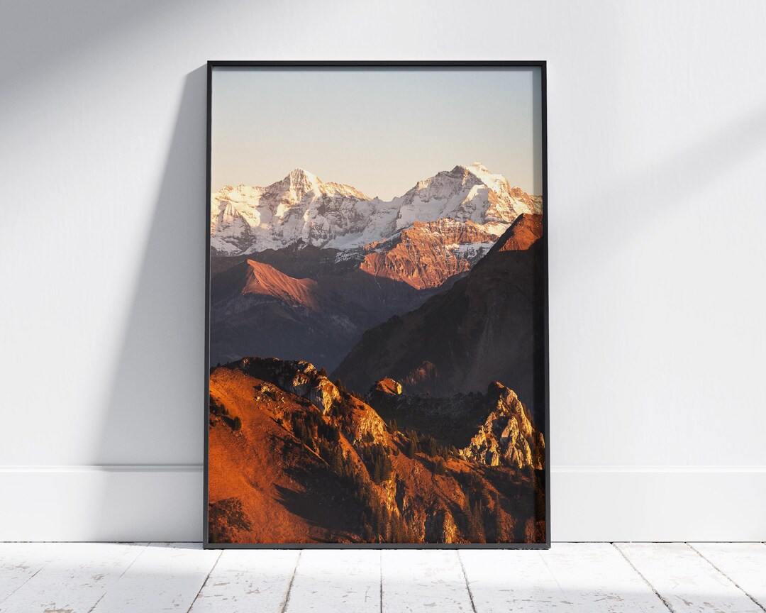 Monch Jungfrau Poster | Bernese Oberland Print, Swiss Mountains Photo ...