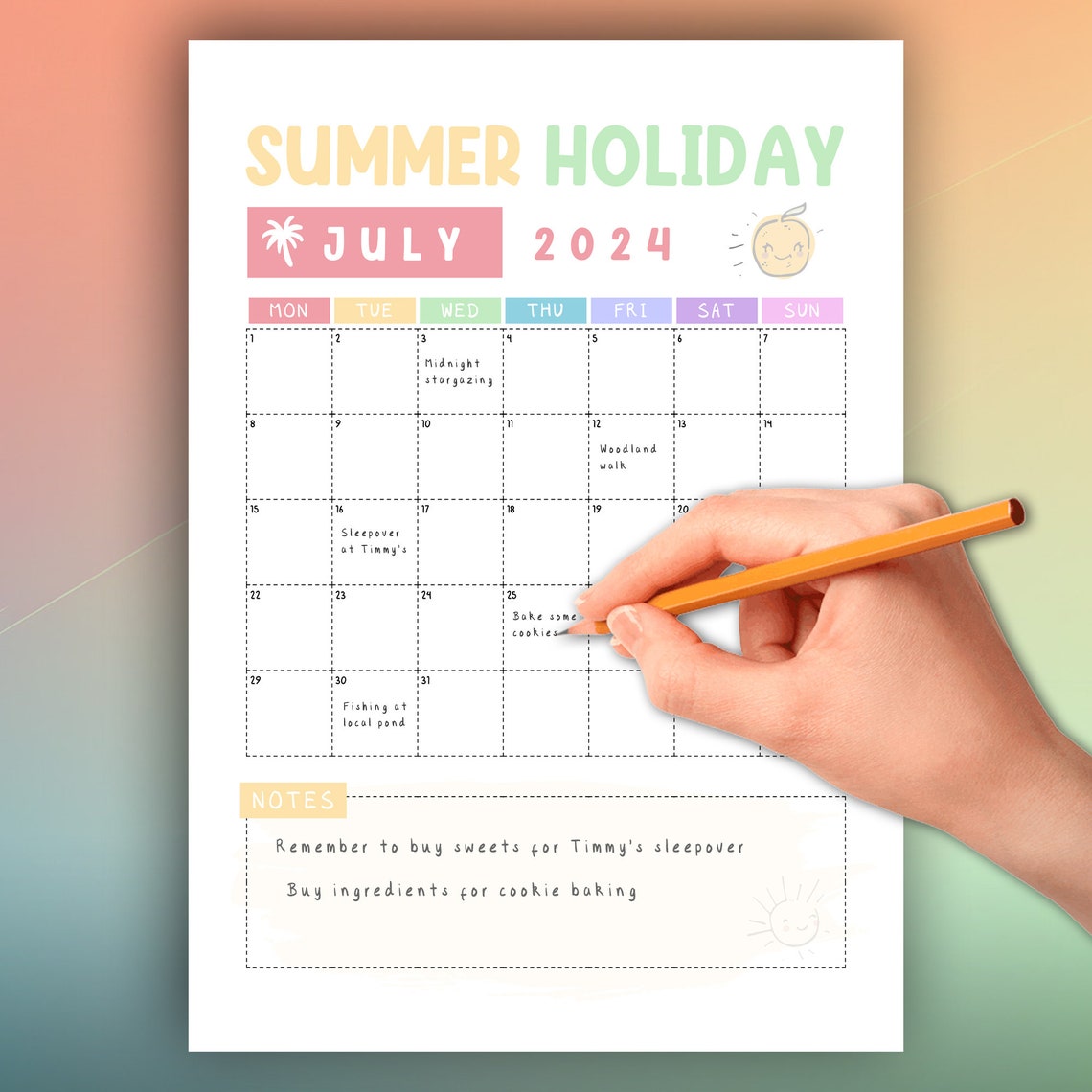Ultimate Kids Summer Holiday Planner 2024, Printable Summer Calendar ...