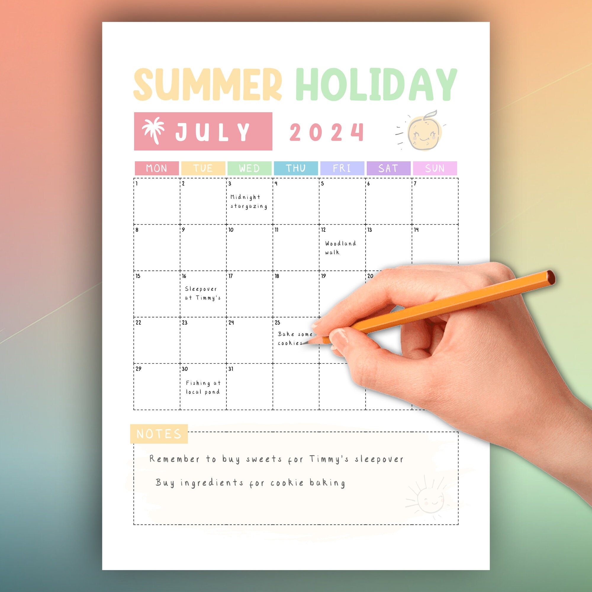 Ultimate Kids Summer Holiday Planner 2024, Printable Summer Calendar ...