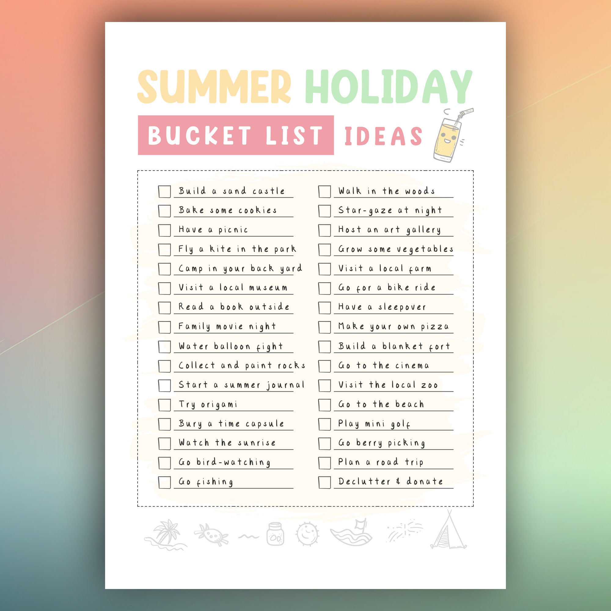 Ultimate Kids Summer Holiday Planner 2024, Printable Summer Calendar ...