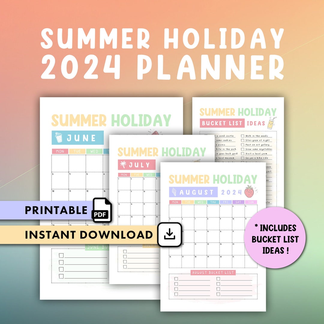 Ultimate Kids Summer Holiday Planner 2024, Printable Summer Calendar ...