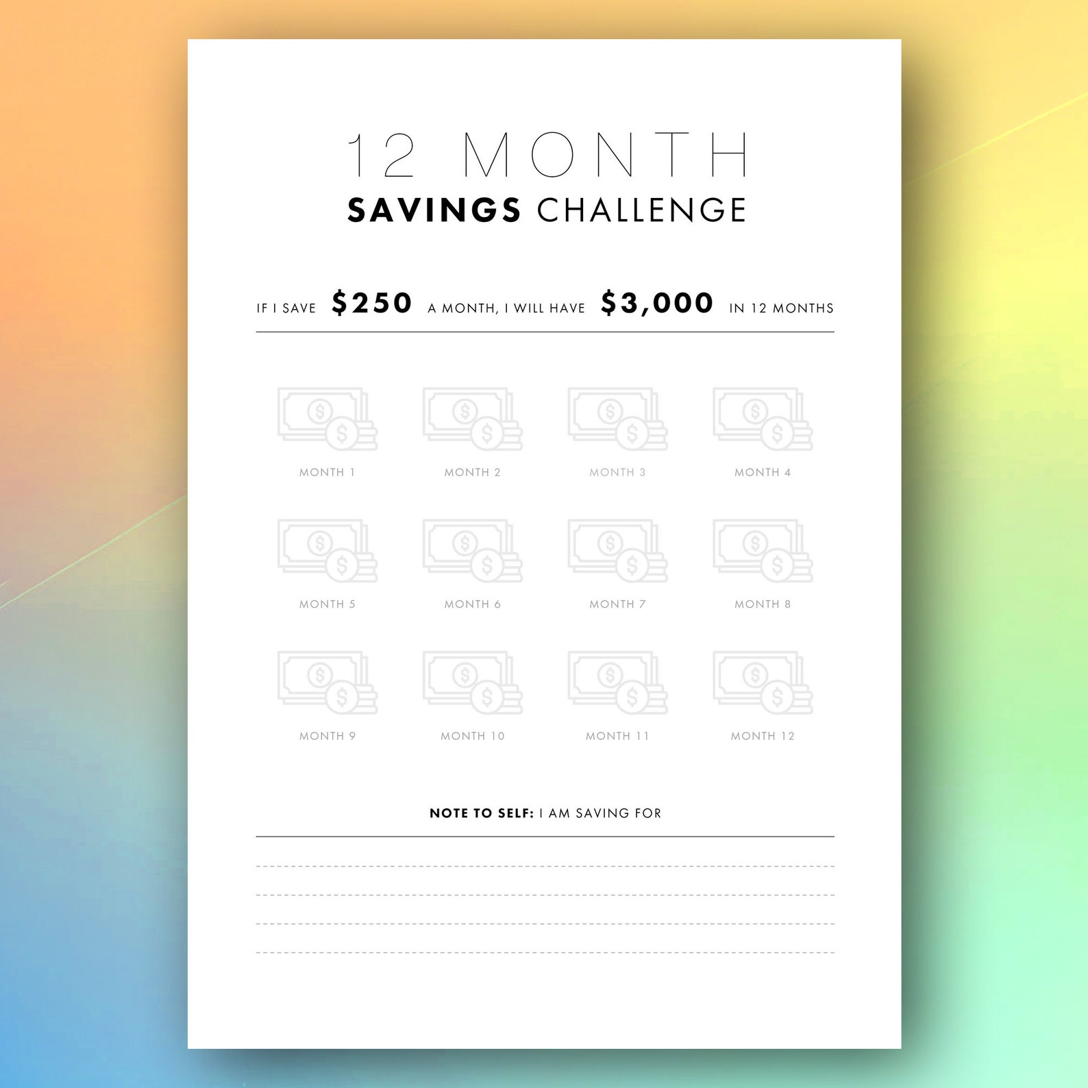 12 Month Money Saving Challenge Tracker, Printable Finance Tracker ...