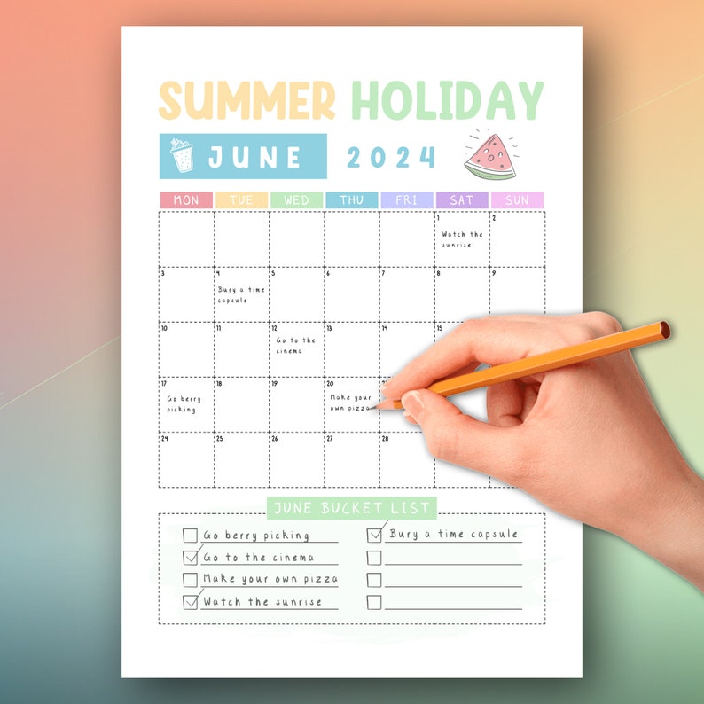 Ultimate Kids Summer Holiday Planner 2024, Printable Summer Calendar ...