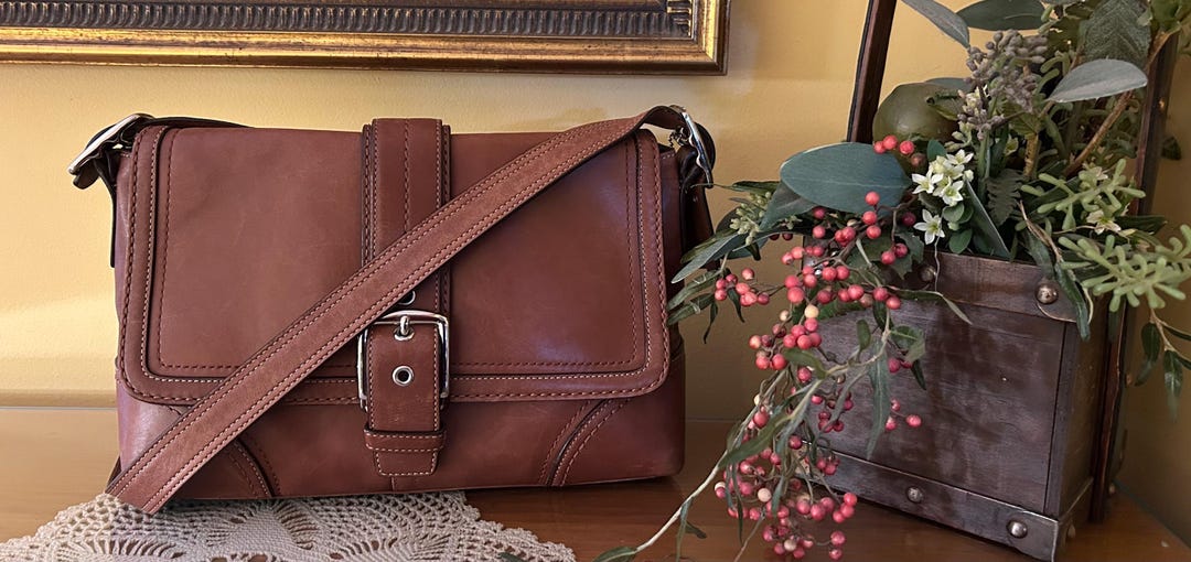 Vintage Coach Whiskey Brown Leather Hampton Shoulder Purse - Etsy
