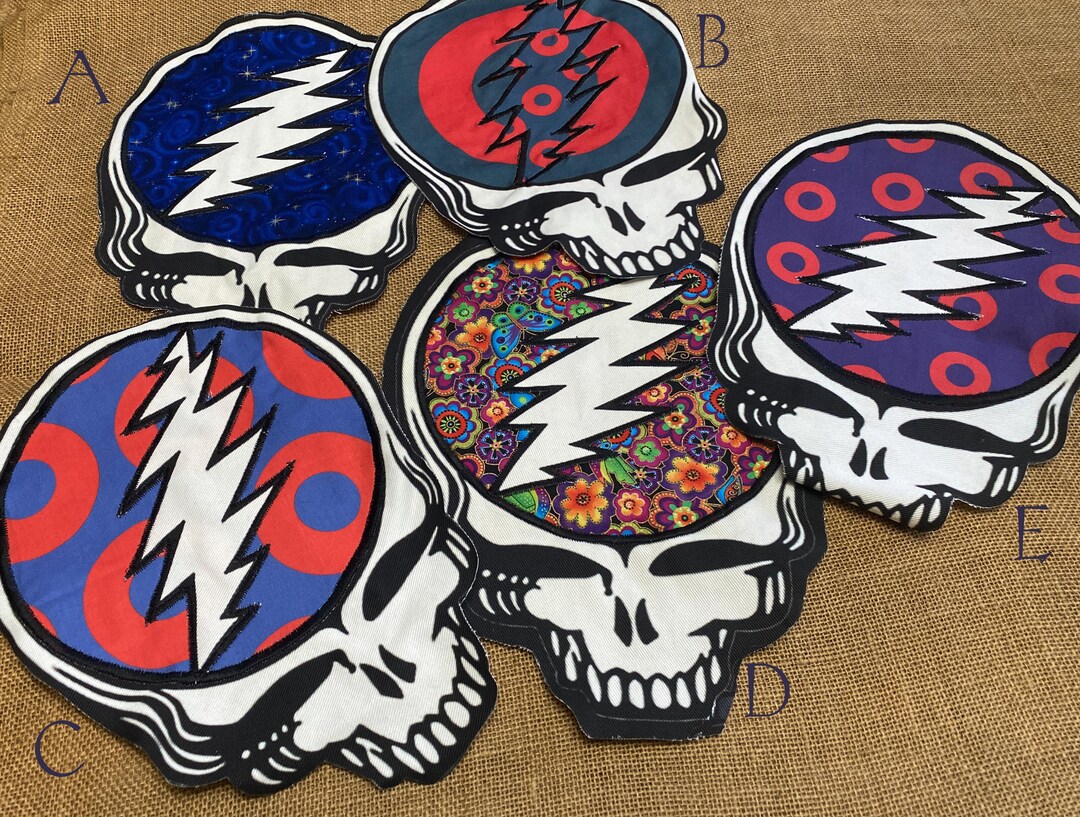 13.5" Steal Your Face Cotton Denim Patch, Phish Donut Stealie, Fishman ...