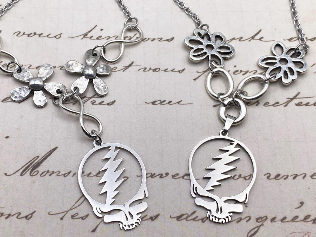 Steal Your Face Necklace Stainless Steel Pewter Infinity Hippie Jewelry ...