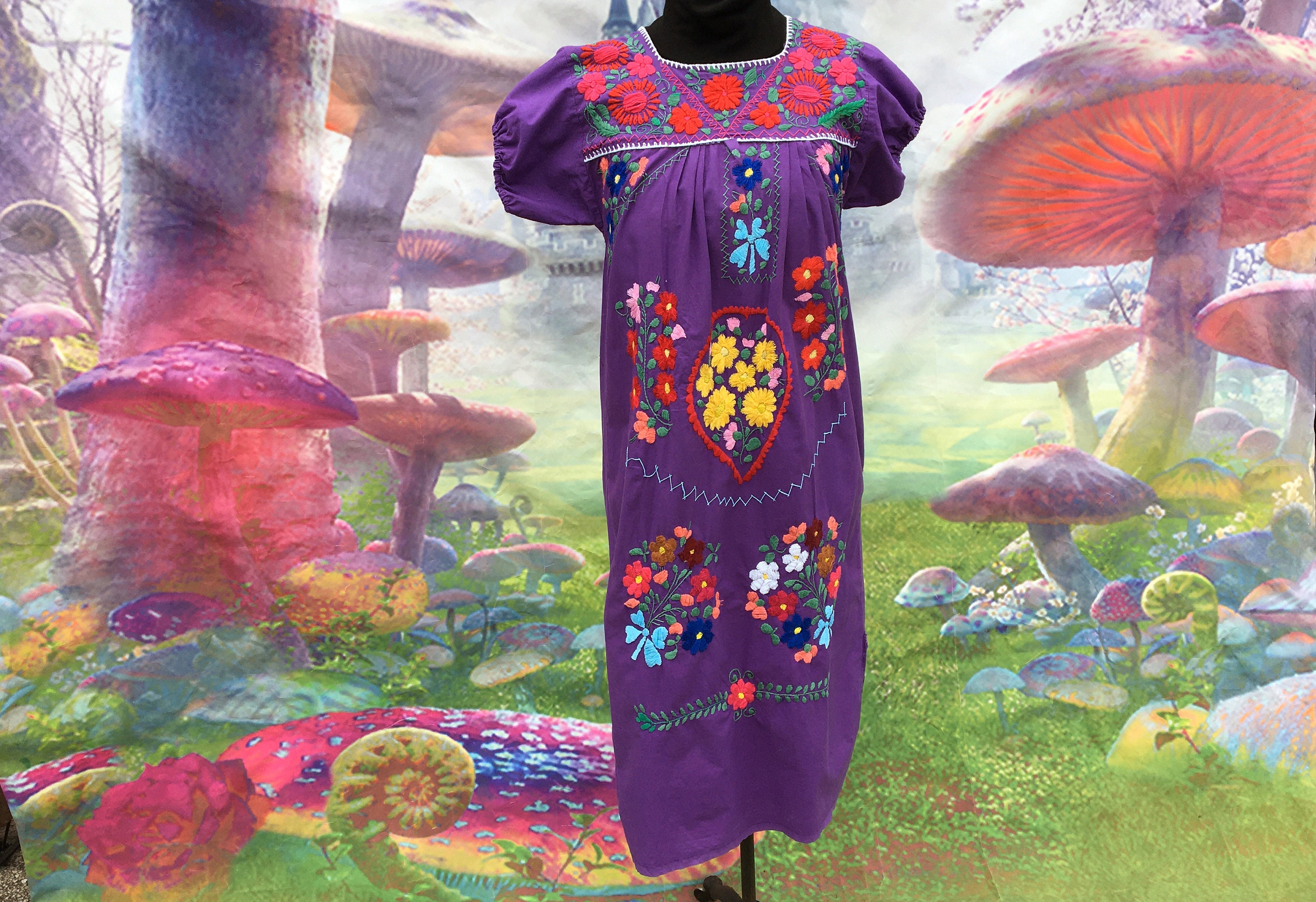 Small Mexico Embroidered Long Purple Hippie Boho Colorful - Etsy UK