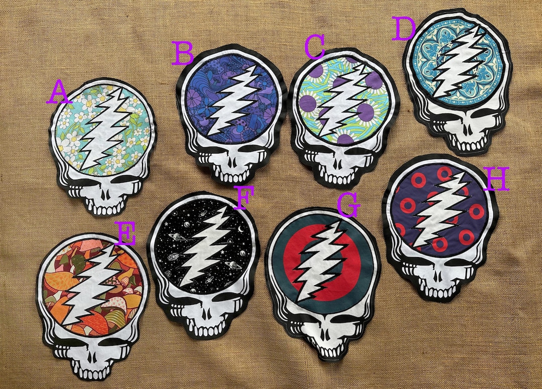 13.5" Steal Your Face Cotton Denim Patch, Phish Donut Stealie, Fishman ...