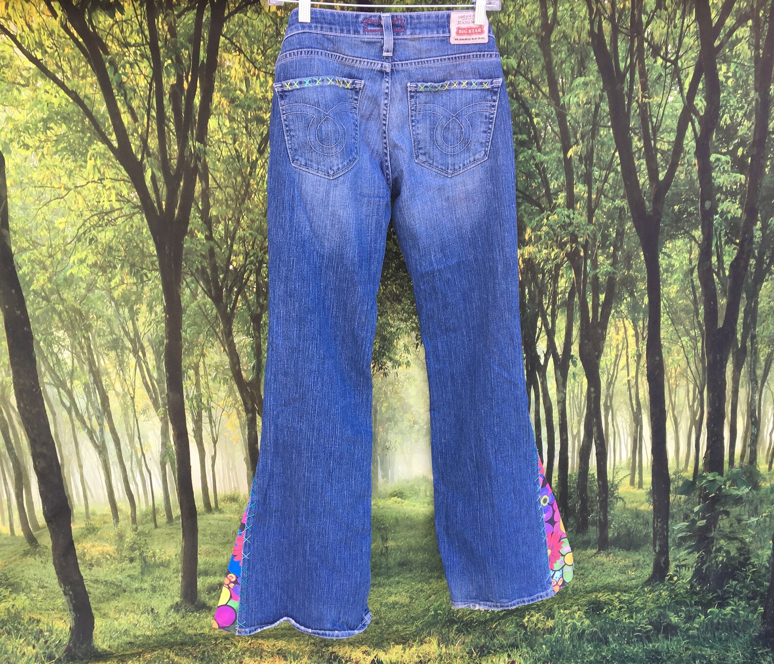Send Me Your Jeans Custom OOAK Flower Bell Bottom Flares - Etsy
