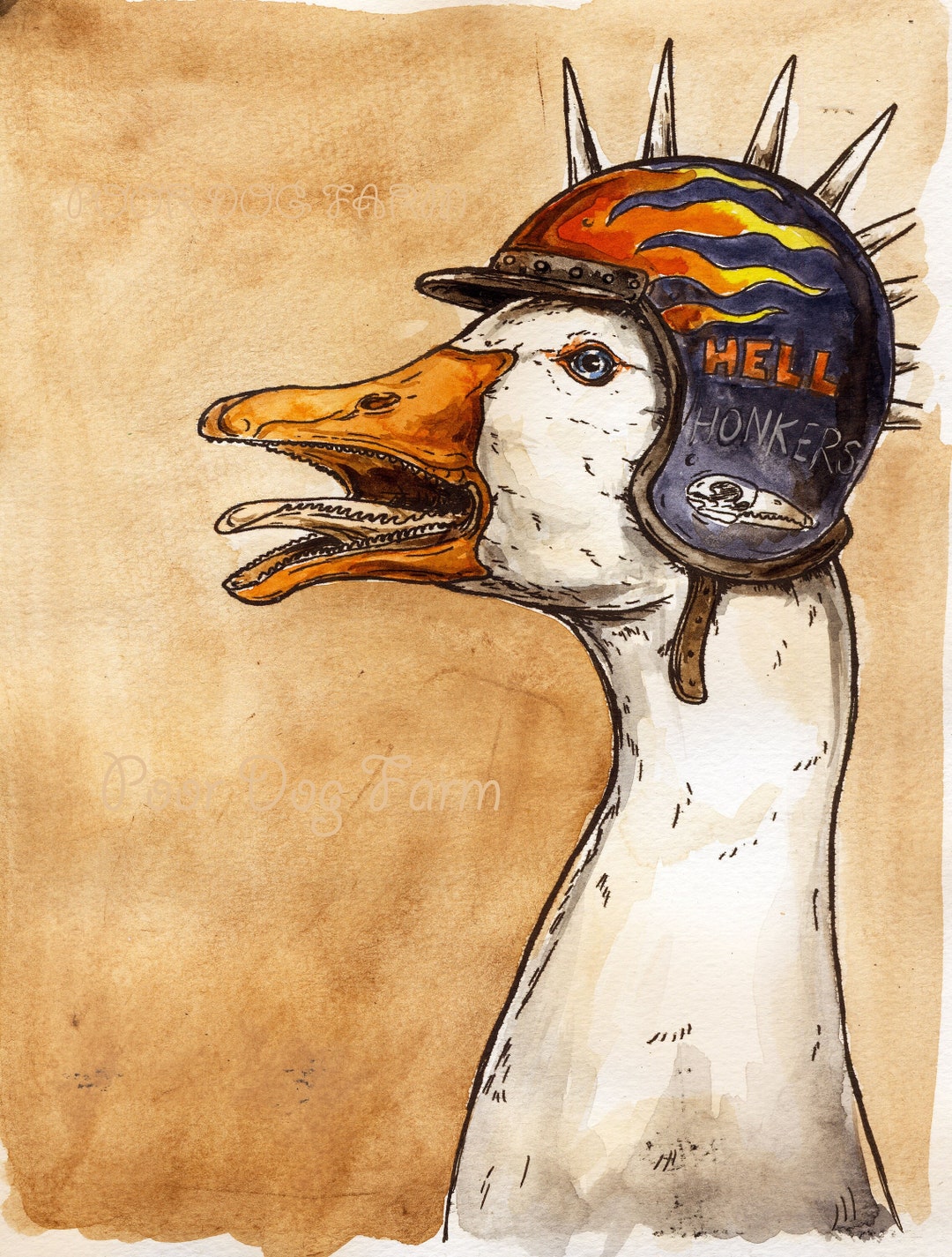 Hell Honker. A Bad A@s Biker Goose (an Original Hand Painted Boss) - Etsy
