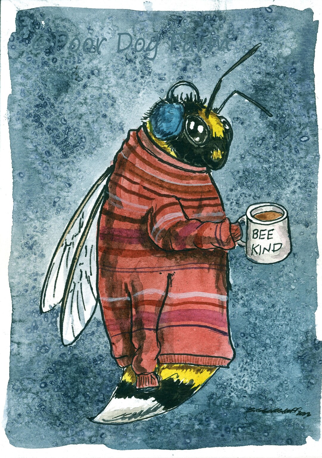 Bee Kind ~ Winter Bees- ~ Signed Watercolor Print - Etsy