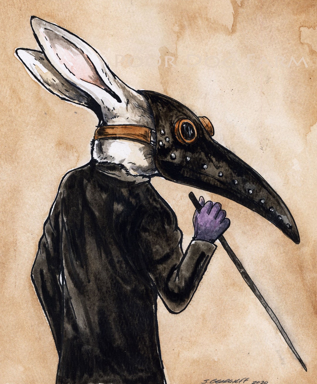 A Plague Doctor March Hare (an Original Hand Painted Hare) - Etsy