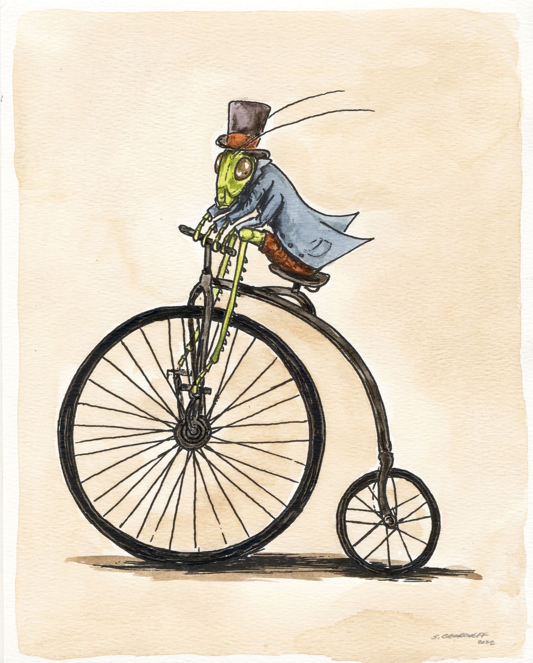 A Dapper Grasshopper Takes a Ride (an Original Hand Painted Little One ...