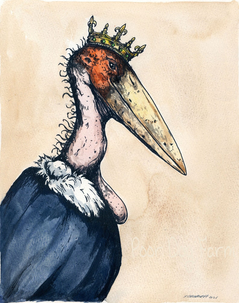 The Handsome Marabou Stork King an Original Hand Painted - Etsy