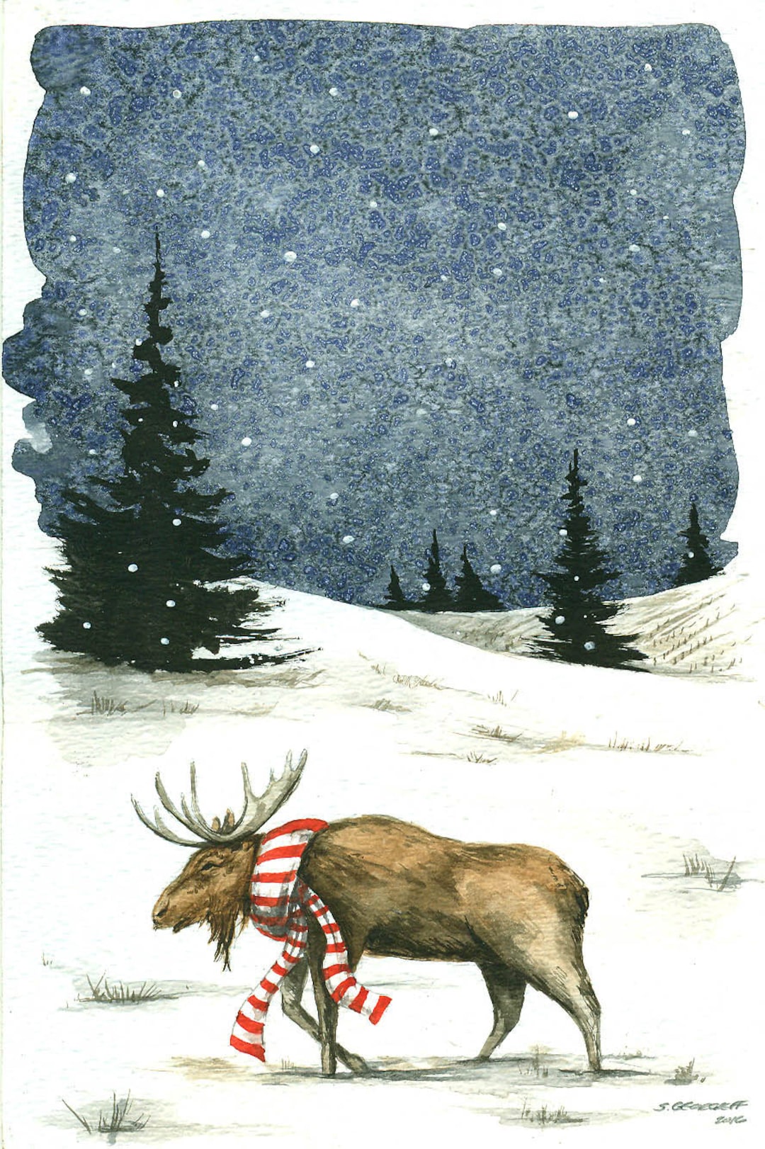 Moose on the Move - Signed 8 X 10 Watercolor Print - Etsy
