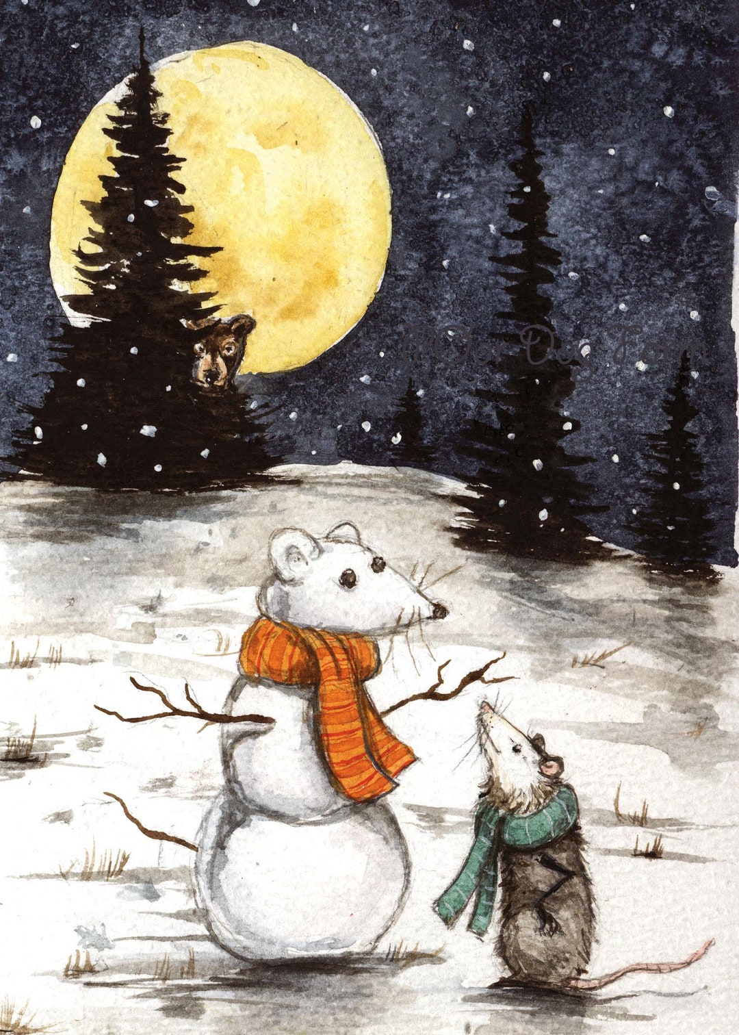 Who Made the Snow Possum? - Signed Print ~ - Etsy