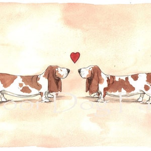 Basset Hound Love -original Watercolor Painted Print - Etsy