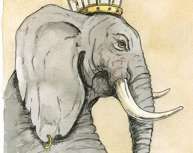 Elephant Queen an Original 8x10 Hand Painted Queen - Etsy