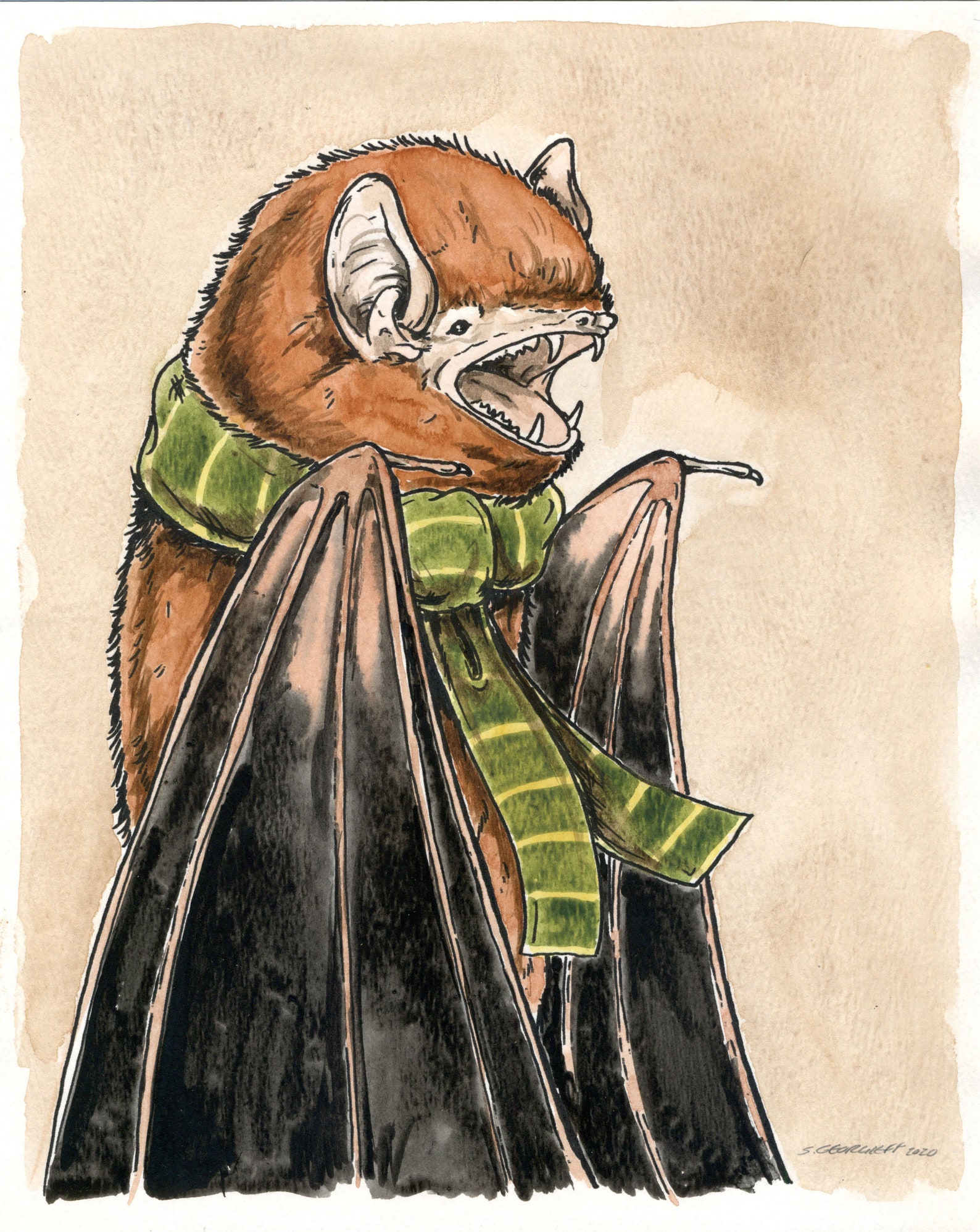 The Eastern Red Bat an Original Hand Painted Queen | Etsy