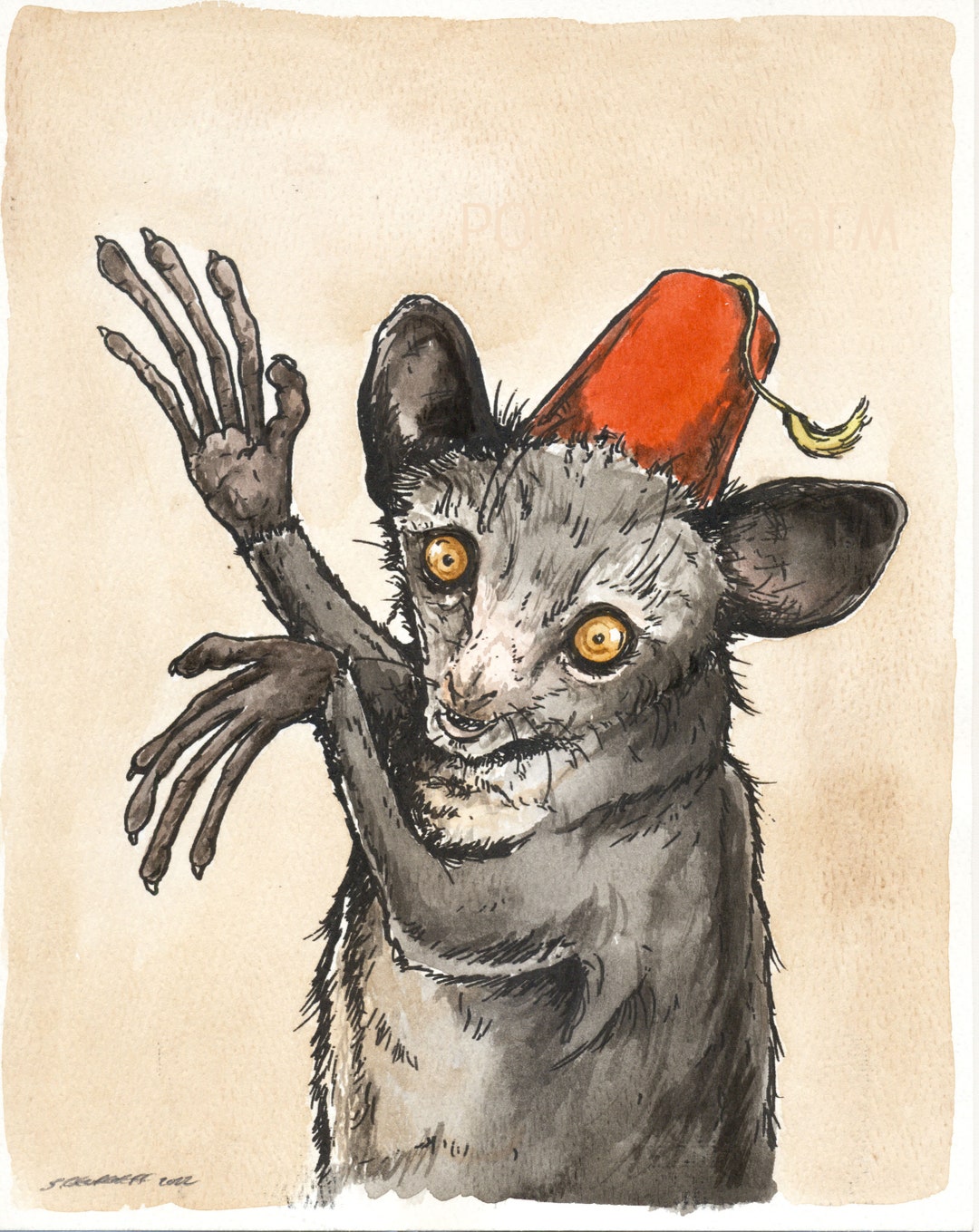 A Handsome Little Aye-aye (an Original Hand Painted One) - Etsy