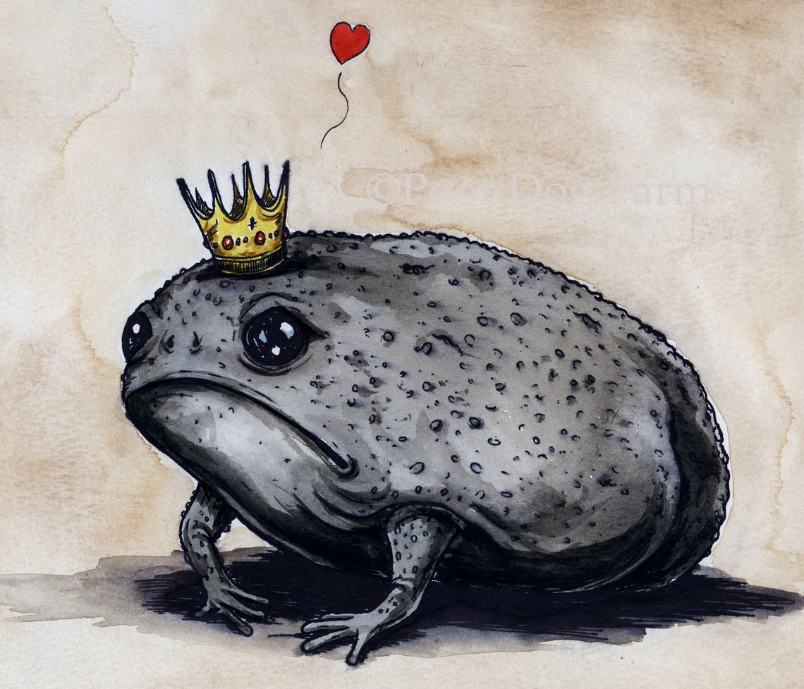 A Sad Royal Black Rainforest Frog King 12x18 an Original Hand - Etsy