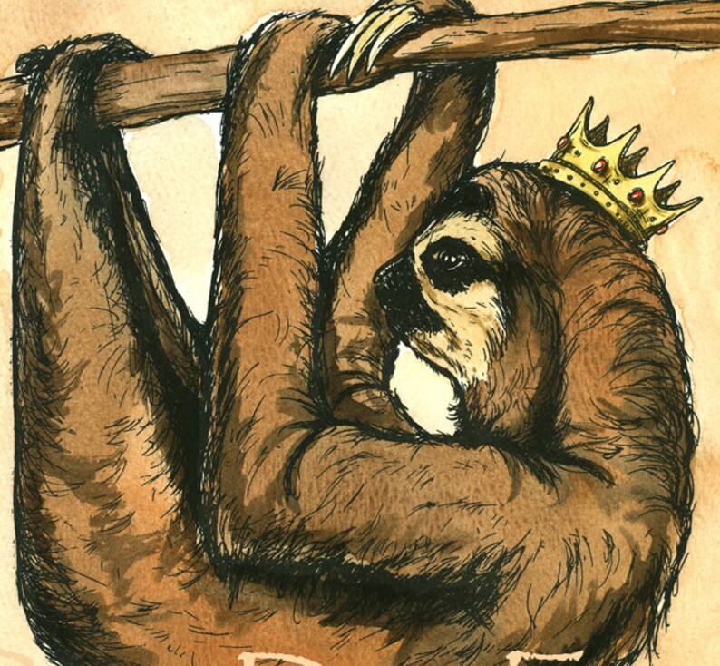 Brown Sloth King an Original Hand Painted King - Etsy