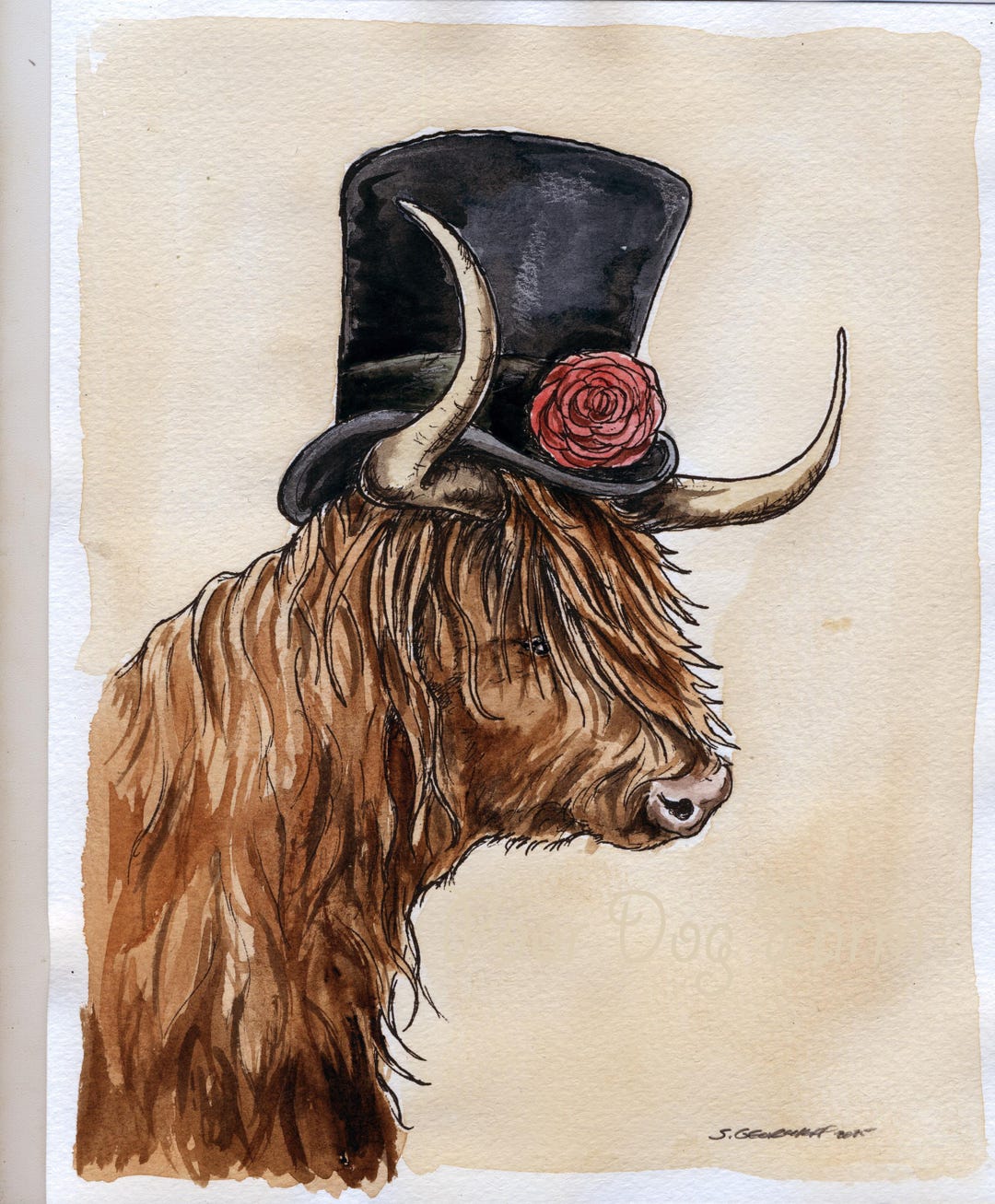 The Dapper Highland Cow (an Original Hand Painted One) - Etsy