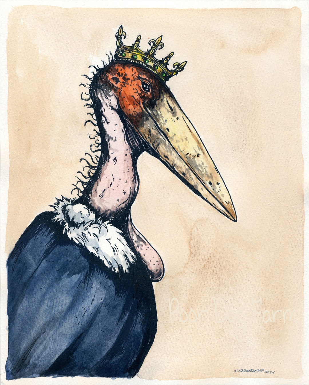 The Handsome Marabou Stork King (an Original Hand Painted King) - Etsy