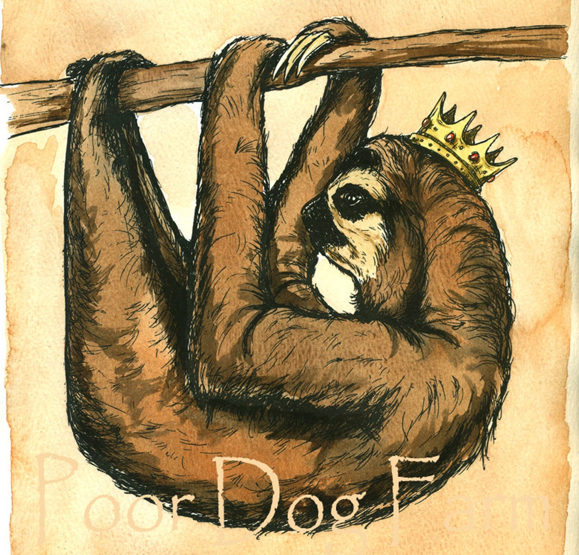 Brown Sloth King an Original Hand Painted King - Etsy