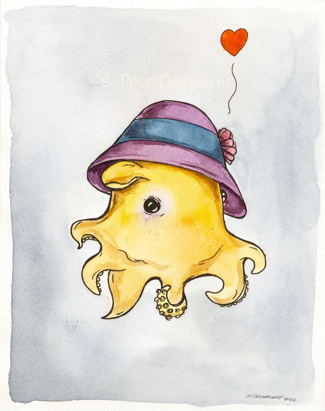 A Beautiful Little Dumbo Lady Octopus (an Original Hand Painted Artwork ...