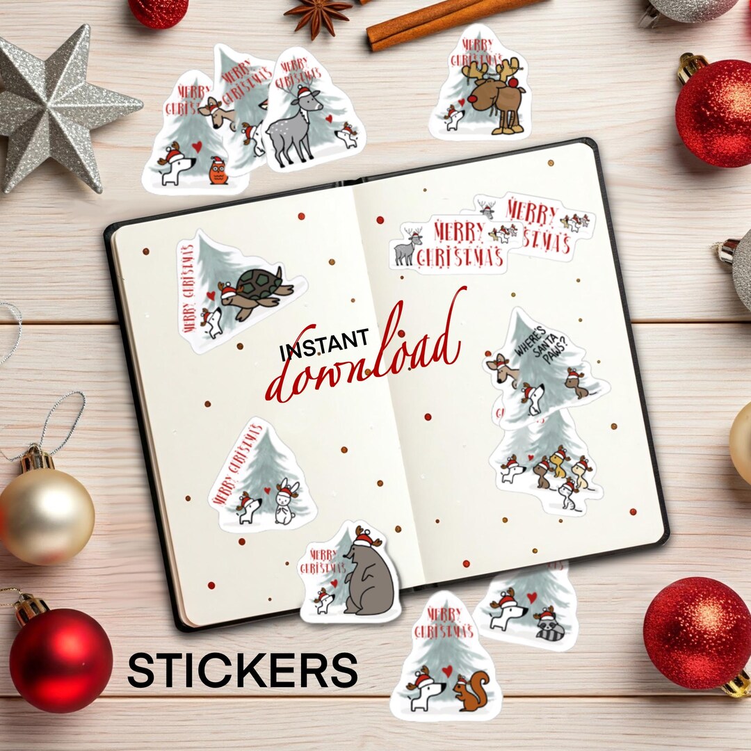 BUNDLE Paw-sitively Adorable Dog Christmas Printable Stickers Tags ...