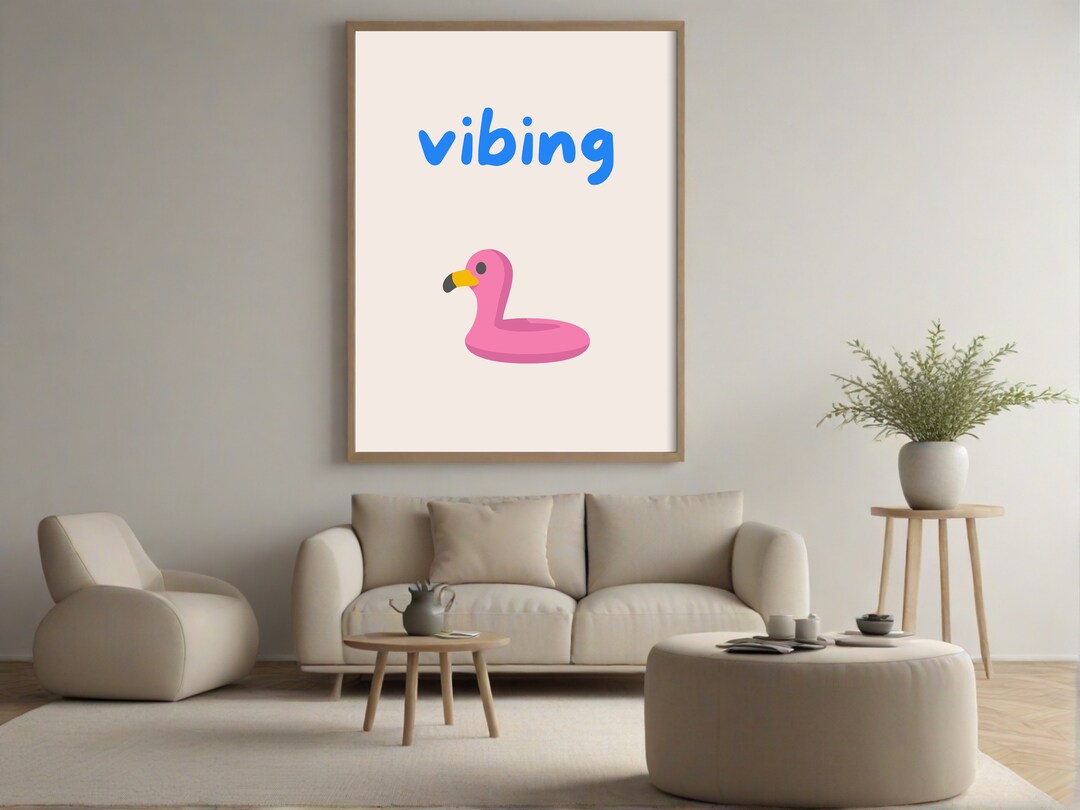 Poster Vibing With Flamingo Aesthetic Simple Typography Summer Art ...
