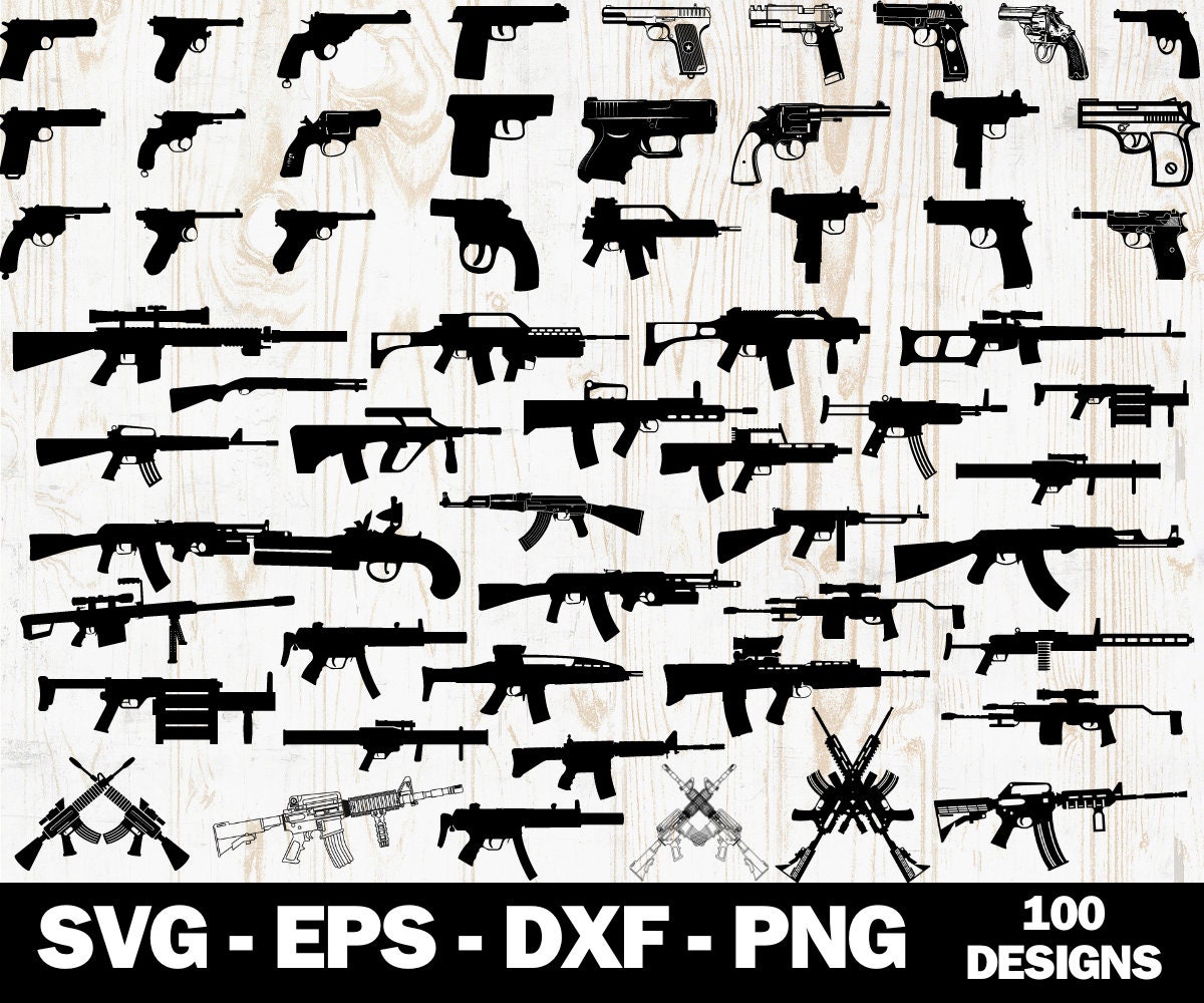 Guns SVG/ Military Weapon Svg/ Pistol Svg/ Weapon Svg/ Clipart ...