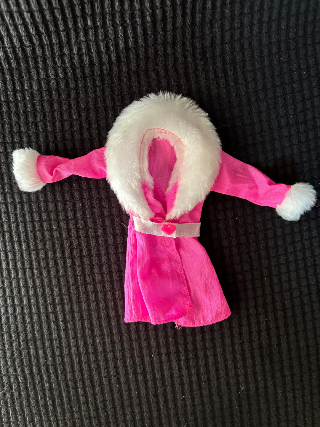 1998 Barbie “coat Collection” Pink Long Coat With White Faux Fur Collar ...